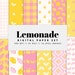 Lemon Digital Paper Set, Seamless Textures, Summer Patterns, Lemonade ...