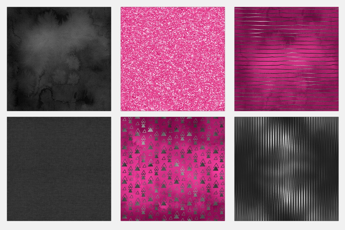 Black & Pink Foil Digital Paper Seamless Textures Digital | Etsy