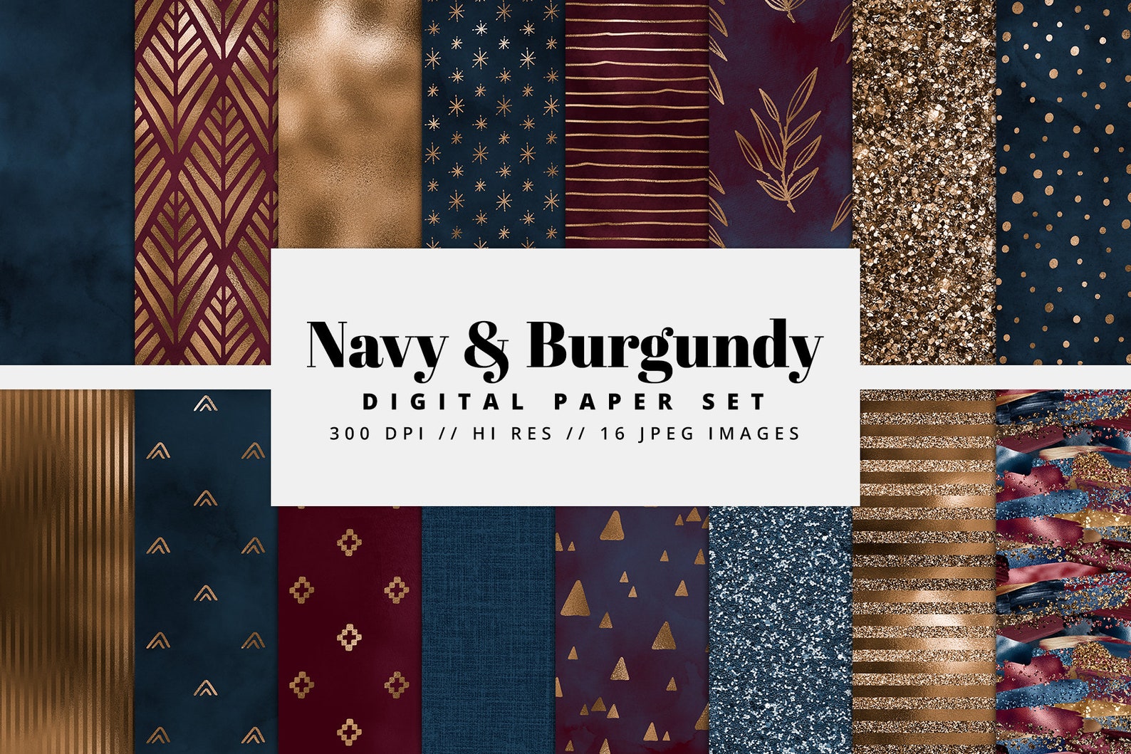 Navy & Burgundy Digital Paper Set Foil Seamless Textures | Etsy