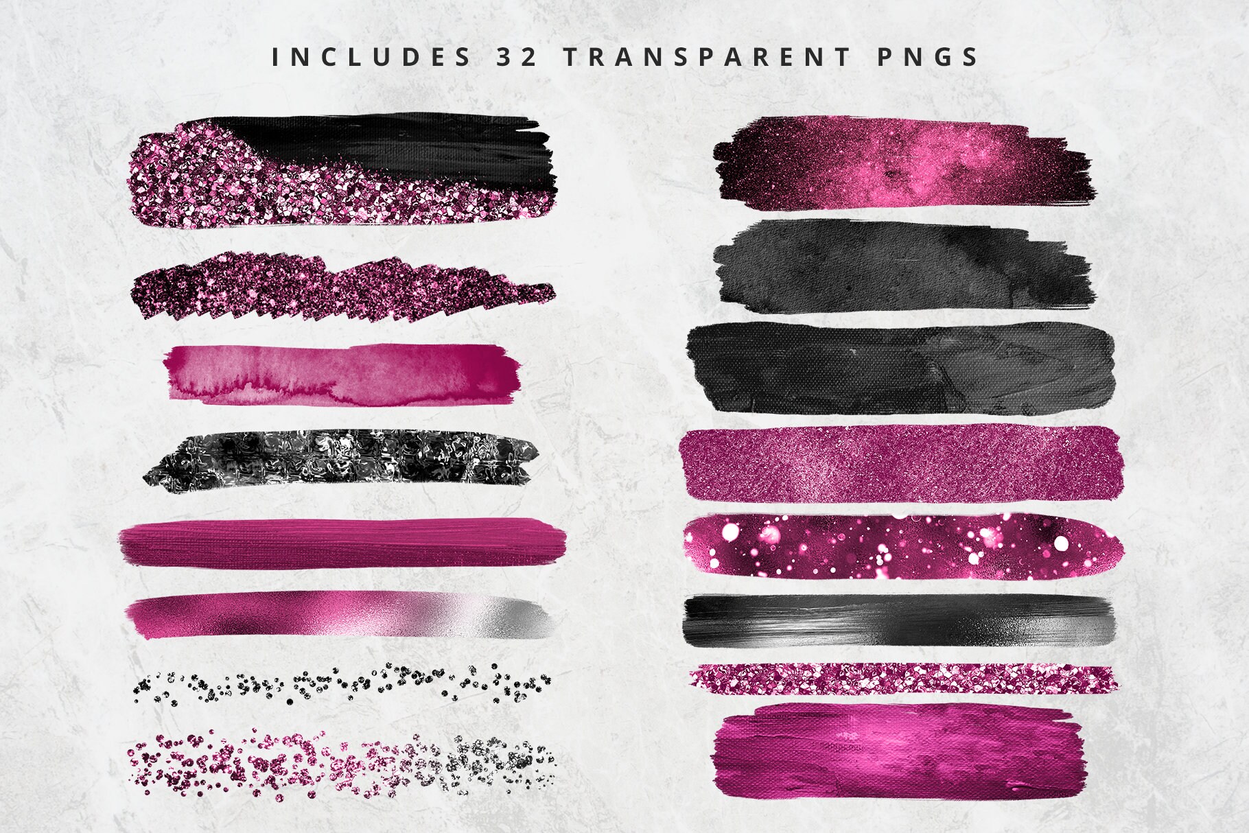 Pink and Black Brush Strokes Clipart Paint Strokes PNG Gold - Etsy