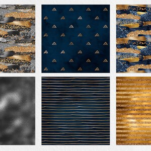 New Year's Digital Paper Set, Foil, Seamless Textures, New Year ...