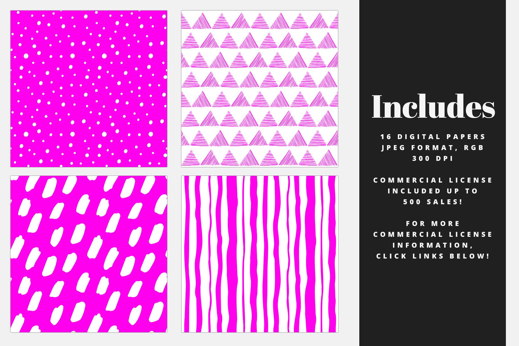 Pink and White Digital Paper, Hand Drawn, Floral, Geometric, Printable ...