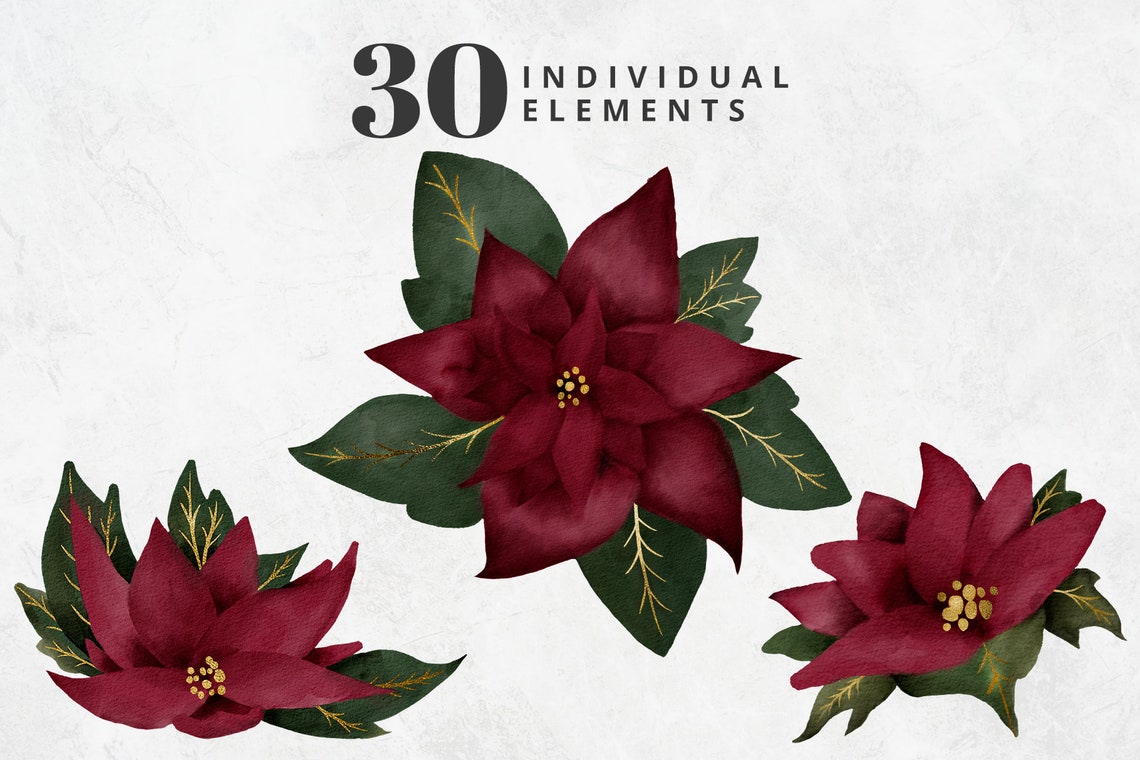 Christmas Watercolor Leaves Clip Art, Botanical Leaves Illustrations ...