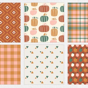 Boho Fall Digital Paper Set, Seamless Textures, Abstract Patterns ...
