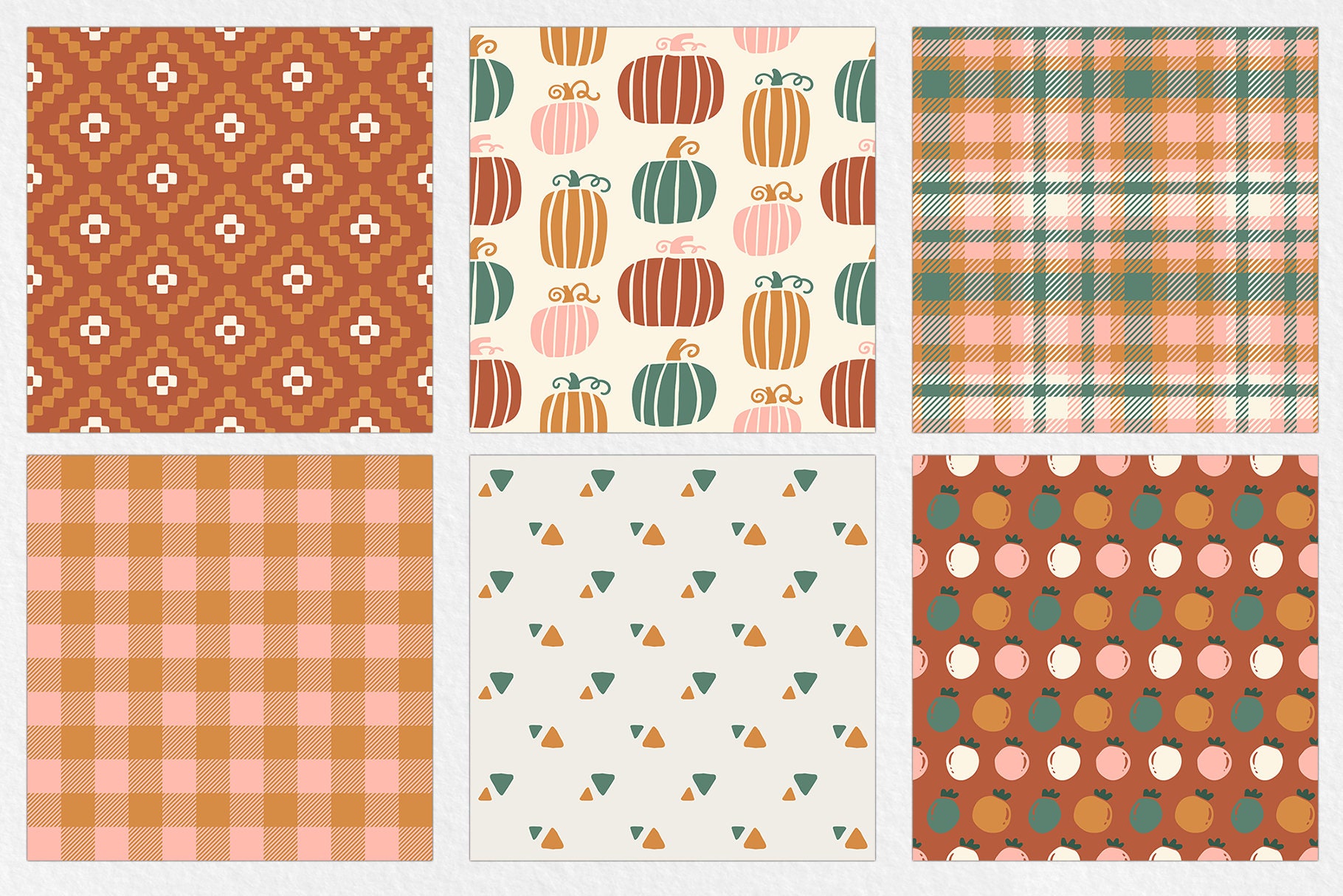 Boho Fall Digital Paper Set, Seamless Textures, Abstract Patterns ...