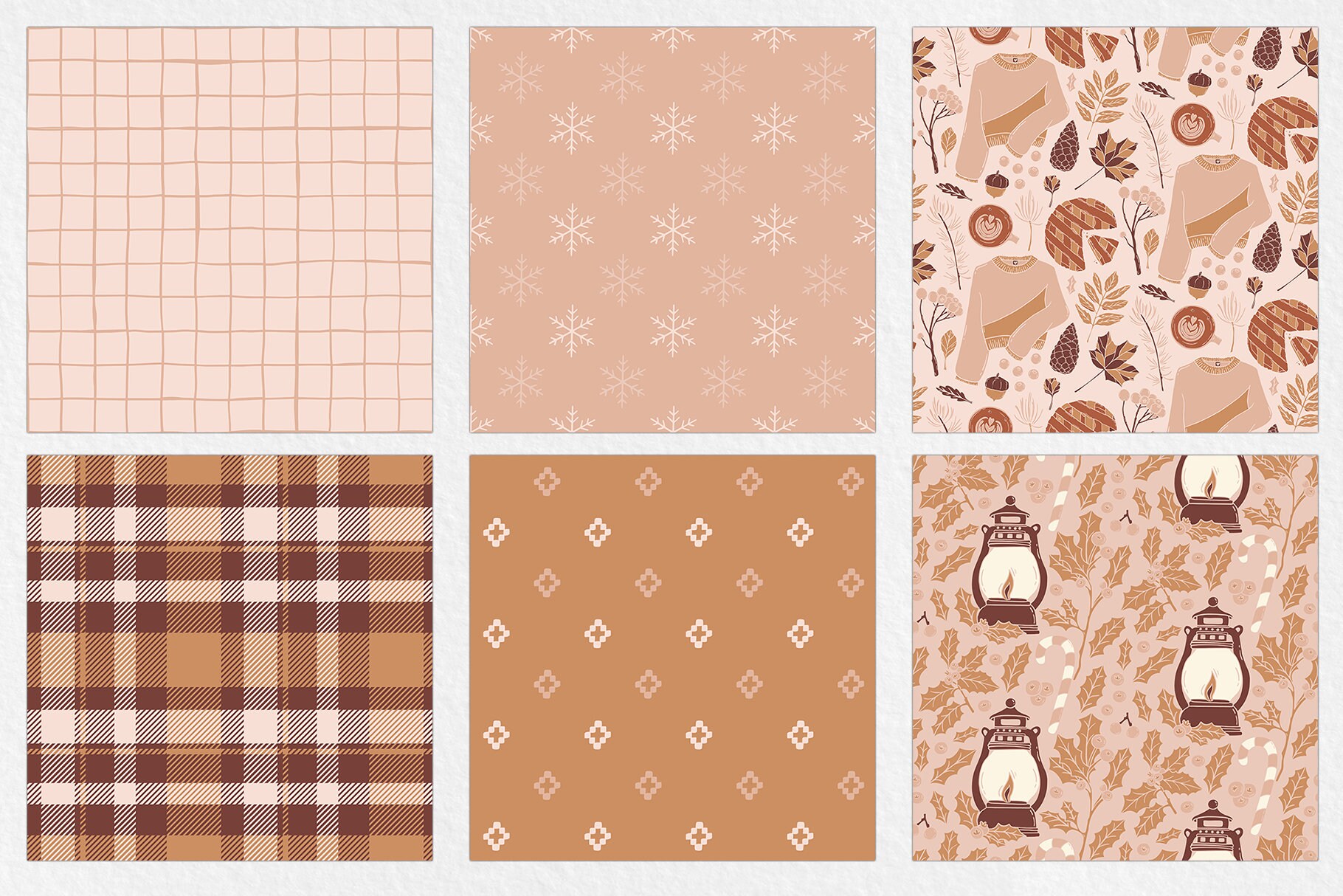 Boho Christmas Digital Paper Set Seamless Textures Holiday - Etsy