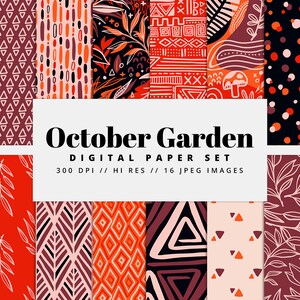 Fall Digital Paper Set, Seamless Textures, Abstract Patterns, Floral ...