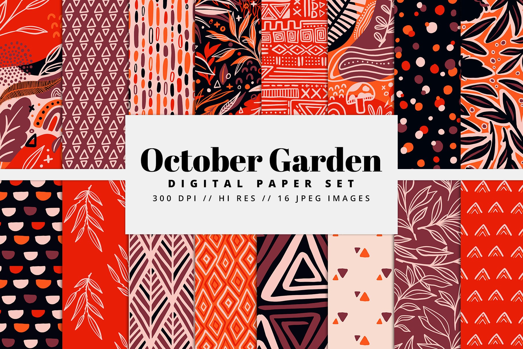 Fall Digital Paper Set Seamless Textures Abstract Patterns | Etsy