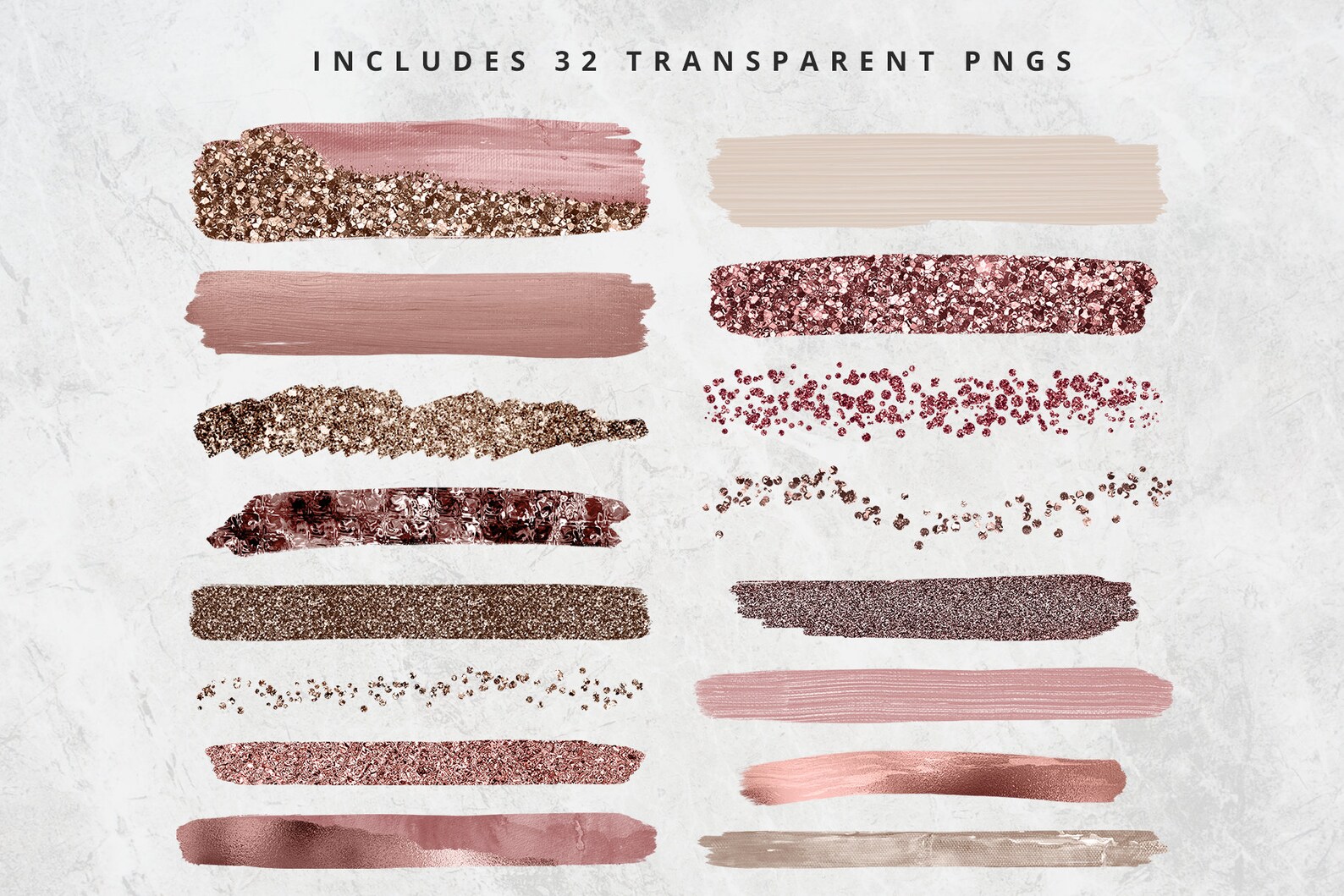 Blush and Cream Brush Strokes Clipart, Paint Strokes, PNG, Rose Gold ...