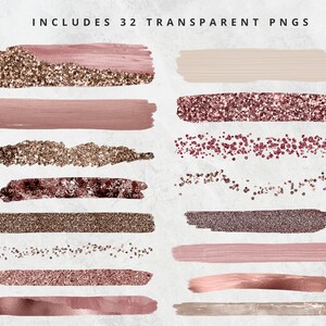 Blush and Cream Brush Strokes Clipart, Paint Strokes, PNG, Rose Gold ...