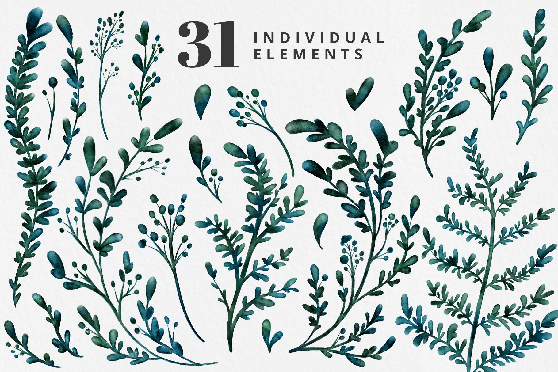 Watercolor Green Leaves Clip Art, Botanical Leaves Illustrations ...