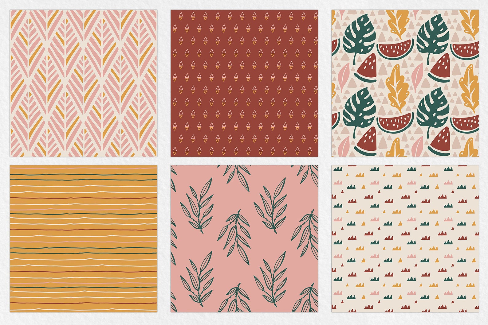 Boho Summer Digital Paper Set Seamless Textures Tropical - Etsy