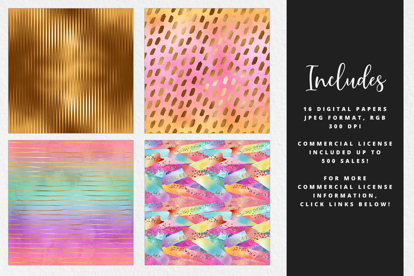 Rainbow Gold Digital Paper Seamless Patterns Pastel Digital - Etsy