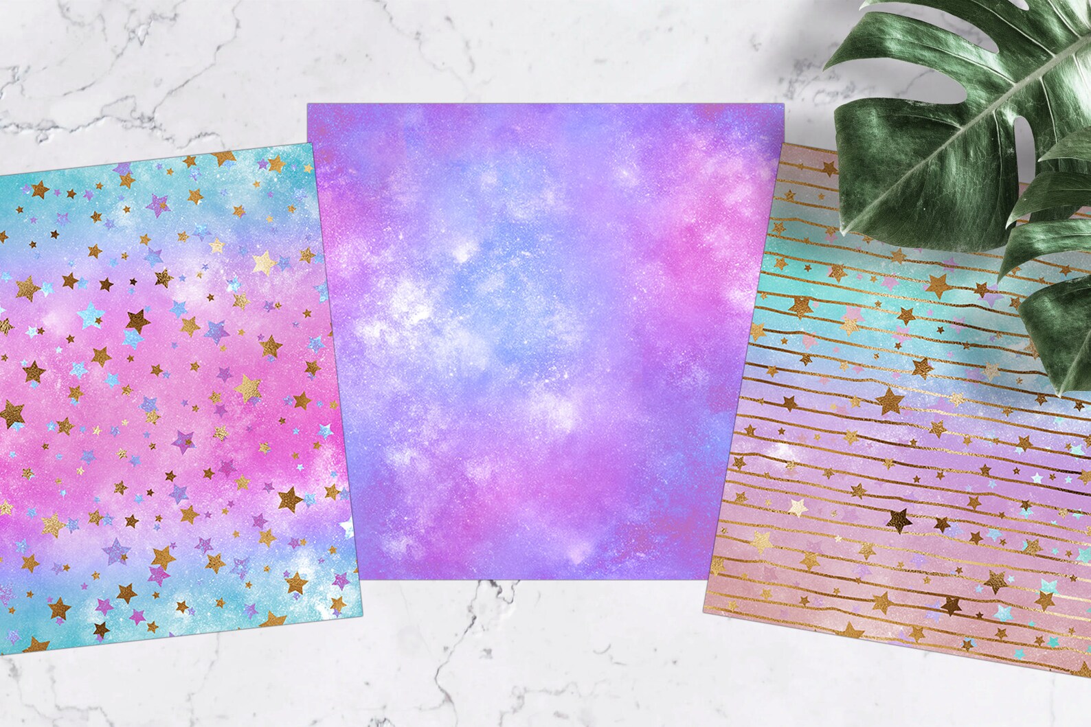 Pastel Galaxy Foil Digital Paper, Seamless Textures, Digital Metallic ...