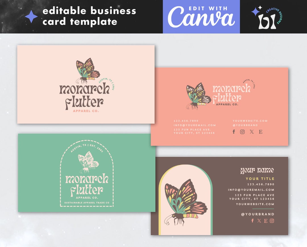 DIY Canva Business Card Template - Editable Template - Printable ...
