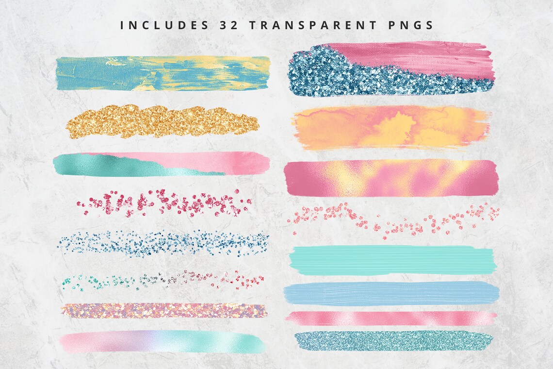 Pastel Brush Strokes Clipart, Paint Strokes, PNG, Gold Foil Brush ...