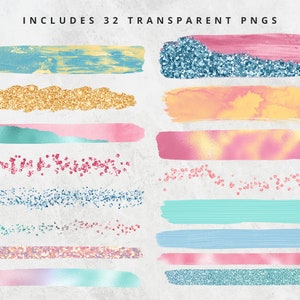 Pastel Brush Strokes Clipart, Paint Strokes, PNG, Gold Foil Brush ...