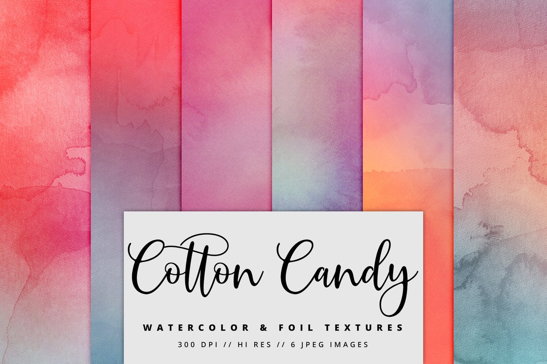 Cotton Candy Watercolor Digital Paper, Watercolor Textures, Watercolor ...