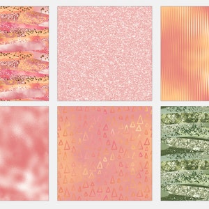 Peach and Green Foil Digital Paper, Seamless Textures, Digital Metallic ...
