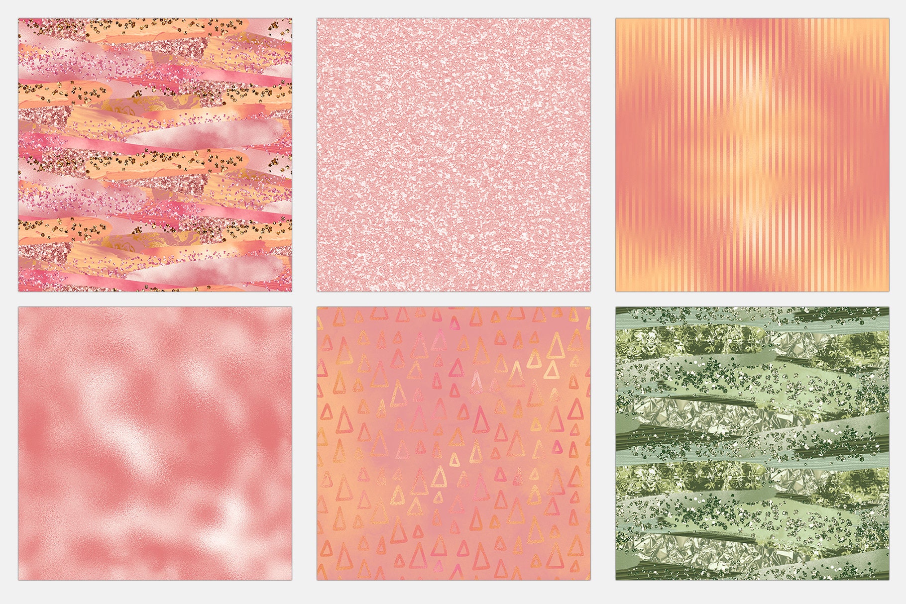 Peach and Green Foil Digital Paper Seamless Textures Digital - Etsy