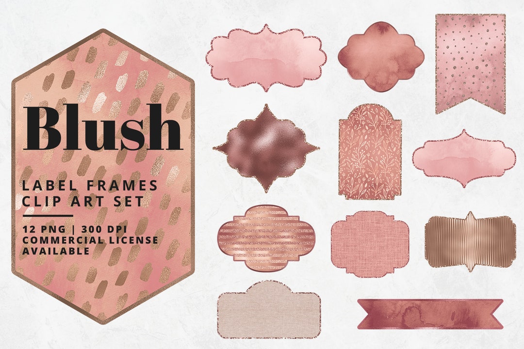 Blush Rose Gold Watercolor Label Frames, Watercolor Clipart, Watercolor ...