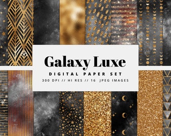 Galaxy Gold Foil Digital Paper Seamless Textures Digital | Etsy