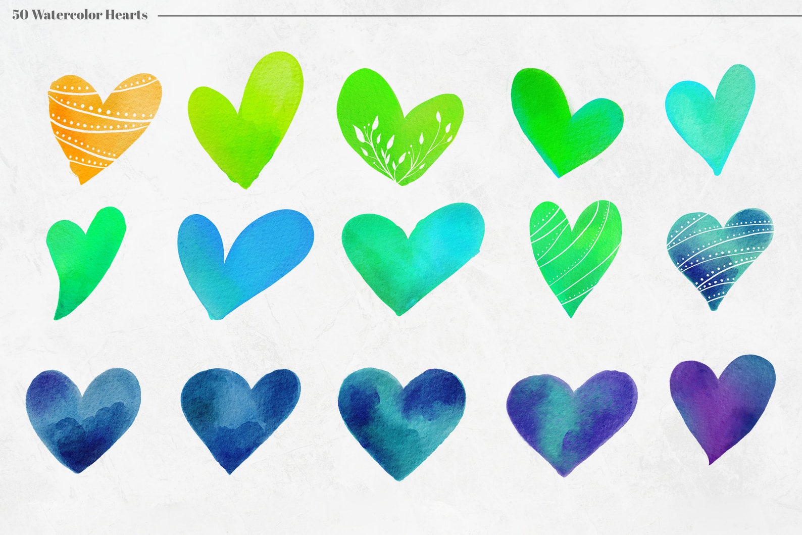 Watercolor Hearts Clip Art Rainbow Hearts Valentine Clip | Etsy