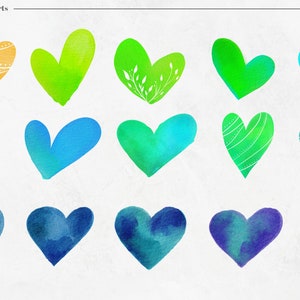 Watercolor Hearts Clip Art, Rainbow Hearts, Valentine Clip Art ...