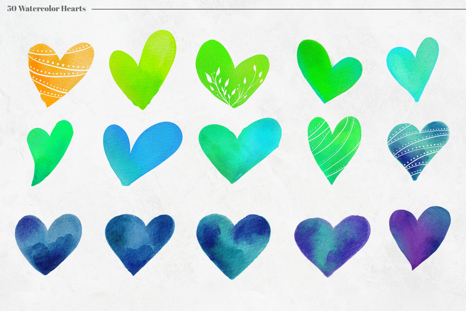 Watercolor Hearts Clip Art, Rainbow Hearts, Valentine Clip Art ...