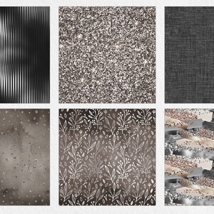 Neutral Foil Digital Paper, Seamless Textures, Grey, Silver Metallic ...