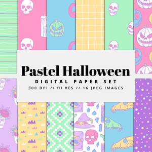 Pastel Halloween Digital Paper Set, Seamless Textures, Halloween ...