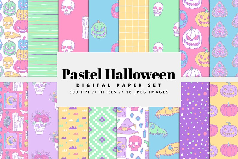 Pastel Halloween Digital Paper Set Seamless Textures - Etsy