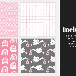 Pink Nursery Digital Paper Set, Seamless Textures, Baby Girl, Baby ...