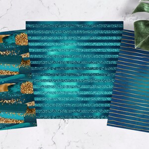 Ocean Gold Foil Seamless Digital Paper, Seamless Background Textures ...