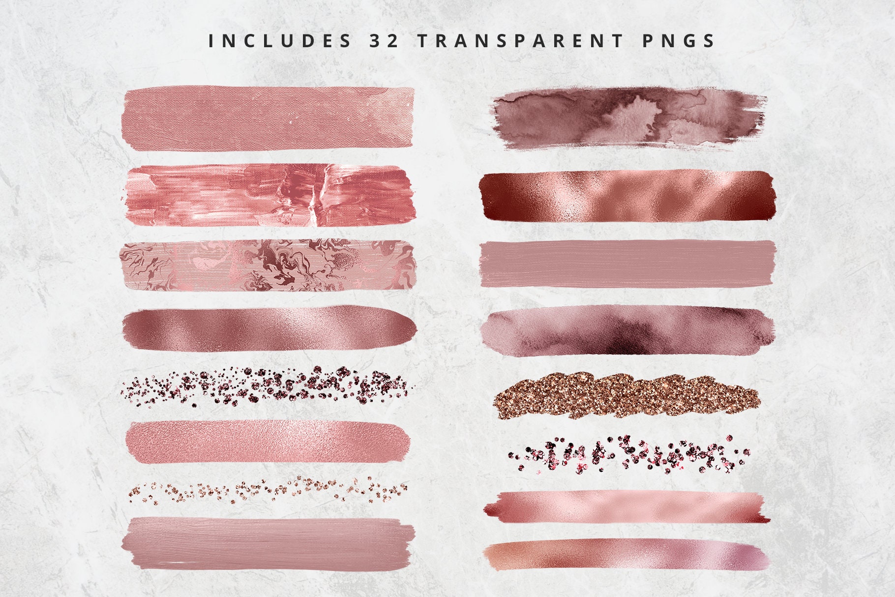 Rose Gold Brush Strokes Clipart, Paint Strokes, PNG, Gold Foil Brush ...