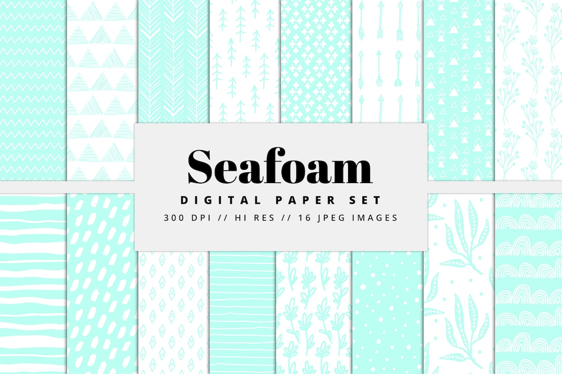 Seafoam Pastel Digital Paper, Printable Paper, Pastel Patterns, Instant ...