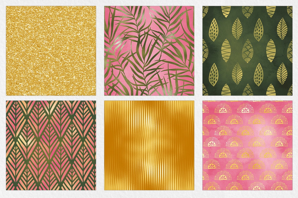 Tropical Digital Paper Set Foil Seamless Textures Summer - Etsy
