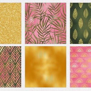 Tropical Digital Paper Set, Foil, Seamless Textures, Summer, Digital ...