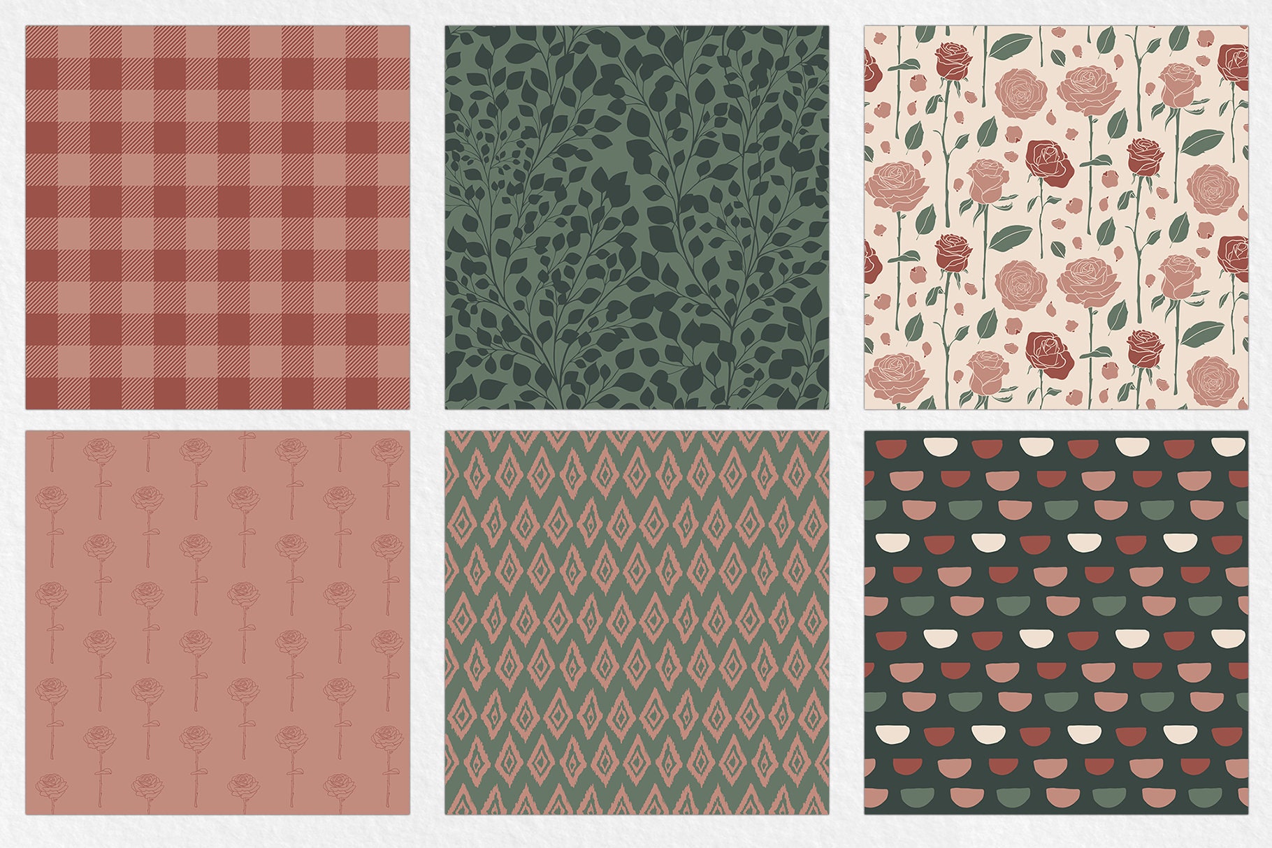 Rustic Rose Digital Paper Set Seamless Textures Floral - Etsy