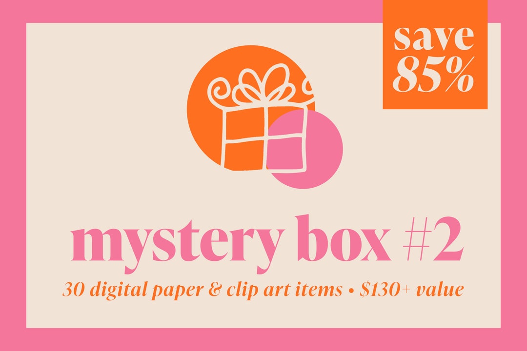 Mystery Box Clip Art and Digital Paper, Scrapbook Paper Pack, Clip Art ...