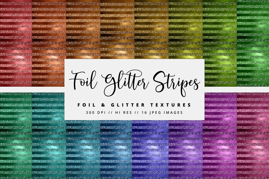 Glitter Foil Stripes Digital Paper, Foil Textures, Digital Metallic ...