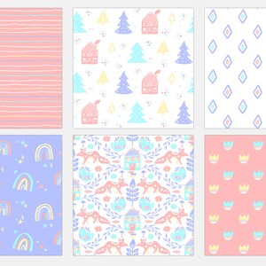 Pastel Scandinavian Digital Paper, Handdrawn, Floral, Geometric ...