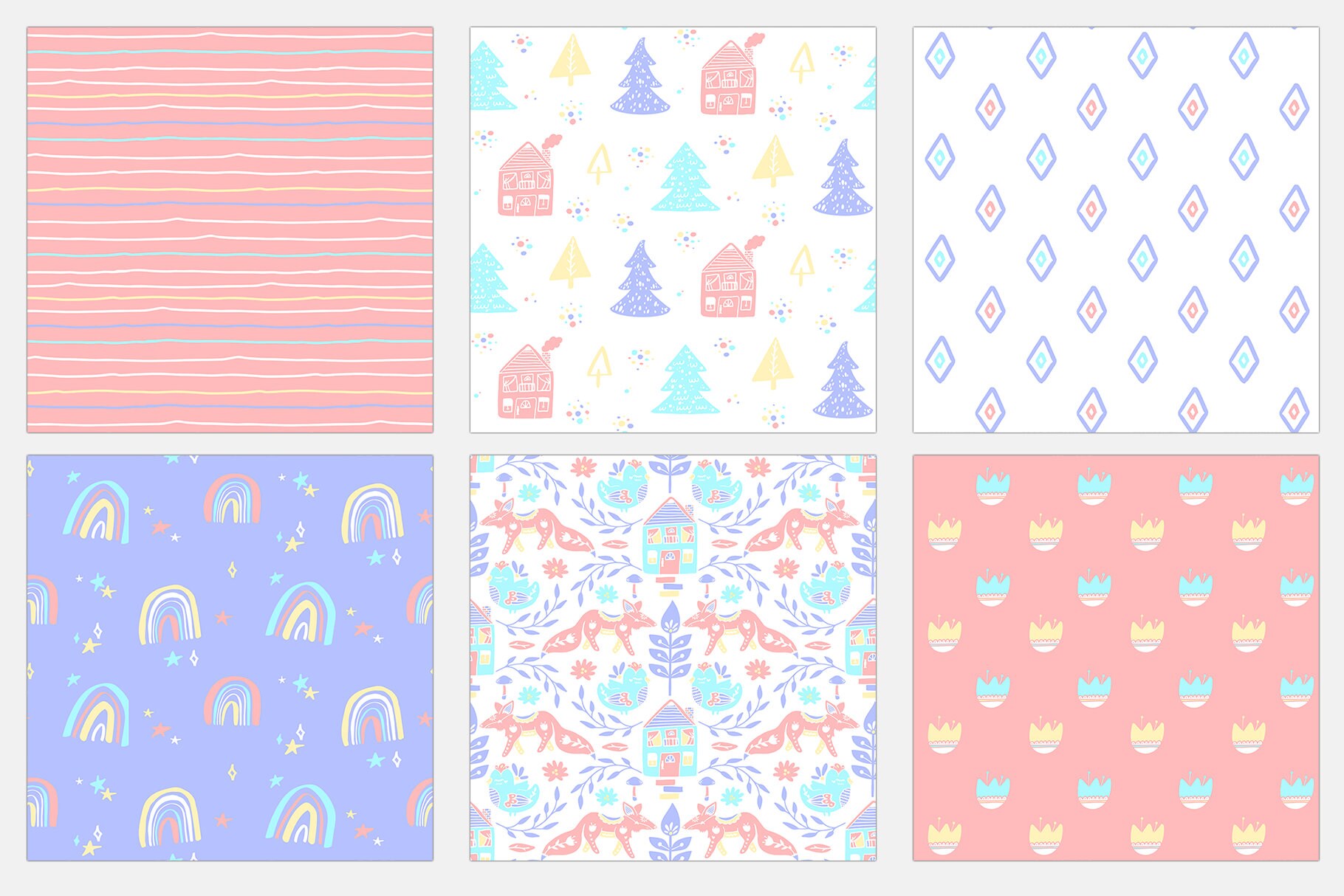 Pastel Scandinavian Digital Paper Handdrawn Floral - Etsy