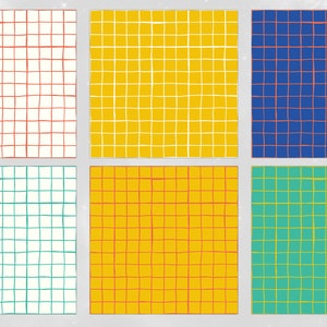 Vibrant Grid and Checker Digital Paper Set, Seamless Textures, Grid ...