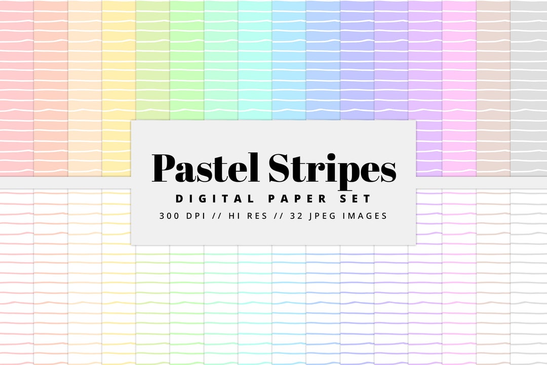 Pastel Stripes Digital Paper,striped Patterns, Printable Paper, Pastel ...