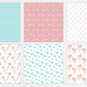 Pastel Valentine's Day Digital Paper, Pastel Digital Paper, Hearts ...