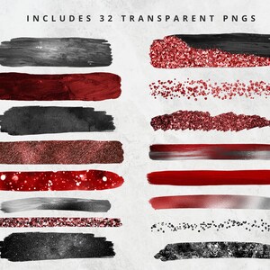 Red and Black Brush Strokes Clipart, Paint Strokes, PNG, Gold Foil ...