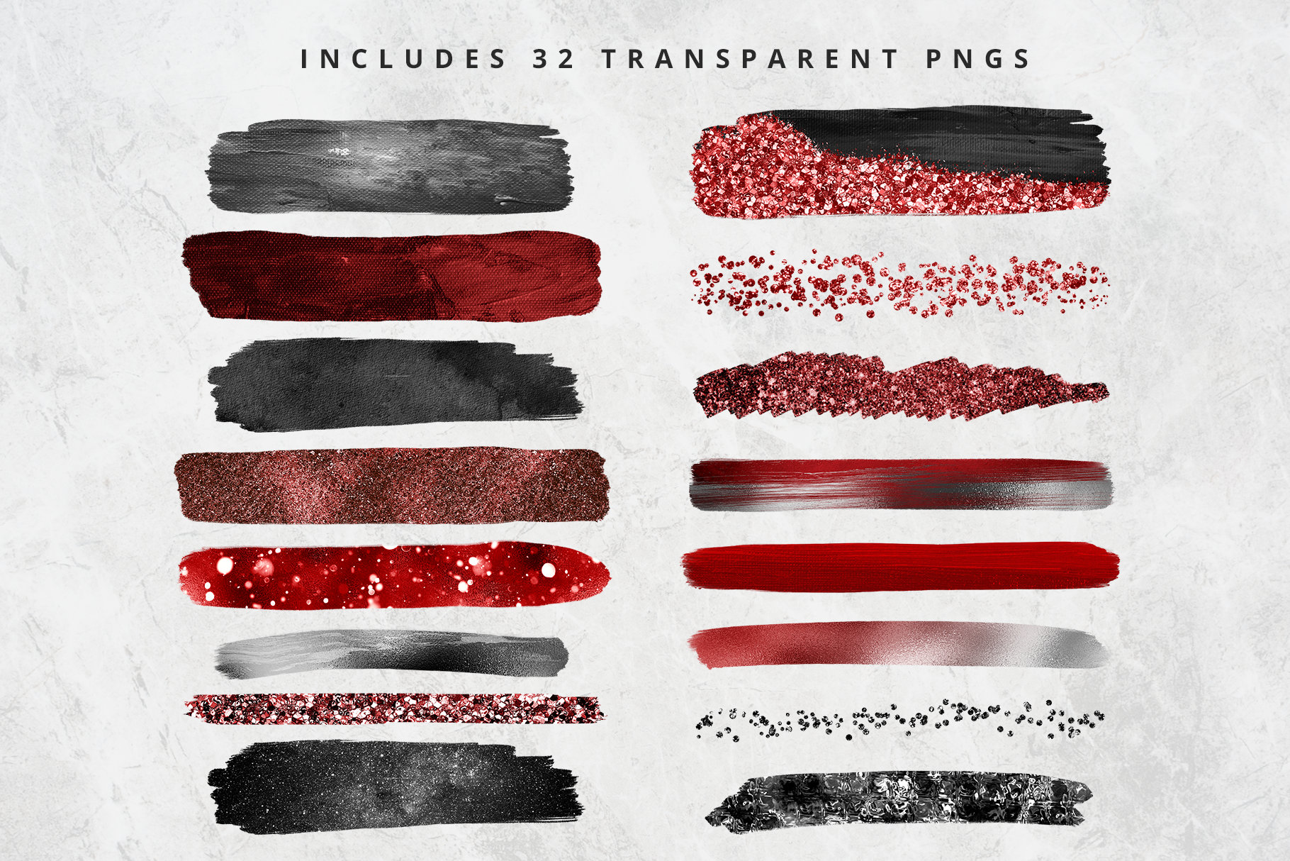 Red and Black Brush Strokes Clipart, Paint Strokes, PNG, Gold Foil ...