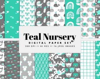 Nursery Digital Paper Set Seamless Textures Baby Patterns | Etsy