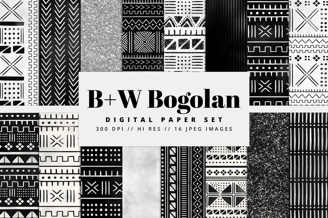 Black & White Bogolan Digital Paper, Mudcloth Pattern, African Inspired ...